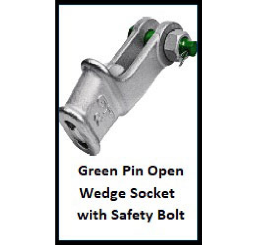 Green Pin Open Wedge Socket with Safety Bolt | Rope Sockets | Rope Services Direct